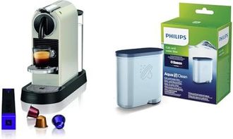 Nespresso DeLonghi EN167.W Citiz Kaffeekapselmaschine & Philips AquaClean Kalk- und Wasserfilter für Espressomaschine, Kein Entkalken bis 5000 Tassen, Doppelpac