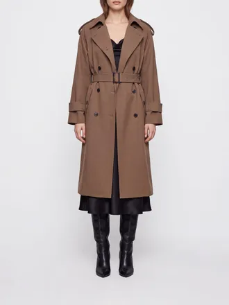 Max Mara Trench-coat long &agrave; double boutonnage en pure laine vierge avec ceinture
