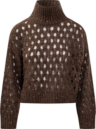 Brunello Cucinelli Femme, Pulls, Brun, Taille: 42 FR Pull Perfor&eacute;