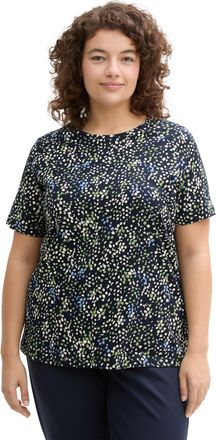 Tom Tailor Damen 1047021 T-Shirt, 37369 - Multicolor Navy Dot Structure, 50 Große Größen EU