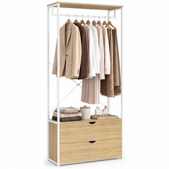 IDMarket Armadio A 2 Cassetti L. 80 Cm Detroit Design Industriale Legno E Metallo Bianco