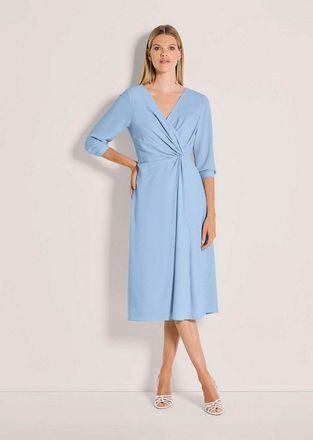 Madeleine Midikleid Midikleid mit eleganter Drapierung Sommerkleid mit V-Ausschnitt, Kniel&auml;nge und 3/4-Arm