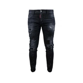 Dsquared2 Ripped Leather Wash Skater Jeans - - Jeans - Herren - Schwarzk - XS