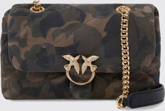 Pinko Gesteppte Mini Love Bag Puff Schultertasche aus Veloursleder mit Camouflage-Muster