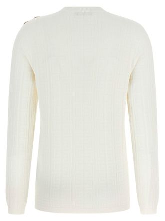 Balmain Stretch Knit Logo Sweater - cream