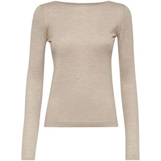 Brunello Cucinelli Boat Neck Langarm-Oberteil - - Knitwear - Damen - Grau - L