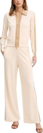 Elisabetta Franchi Femme, V&ecirc;tements de nuit et de d&eacute;tente, Beige, Taille: 40 FR Cardigan Zipp&eacute; &agrave; Col