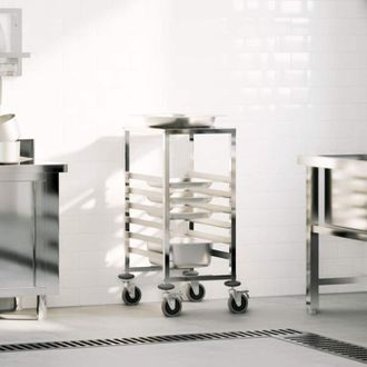 vidaXL Vidaxl - Chariot &agrave; plateaux 6 bacs gn 39x55x87 cm acier inoxydable