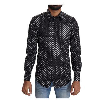 Dolce & Gabbana Punkte Baumwollhemd - - Shirts - Herren - Schwarzk - XS