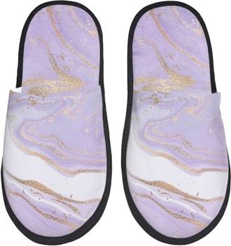 Generic Accueil Pantoufles Rayures En Feuille DAluminium &Agrave; Paillettes Lavande Portative Fourrure Pantoufles Cozy Chausson Hotel Pour Invit&eacute; Femmes Int&eacute;rieur M