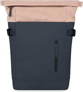 Kapten & Son Aarhus Navy Blush sac a dos 14 L | Sac à dos bleu-rosé pour homme et femme | Rolltop | compartiment pour ordinateur portable 14 | pour voyager, bagage