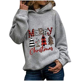 Generic Pull à capuche ample à manches longues et col rond pour femme, gris, XXL