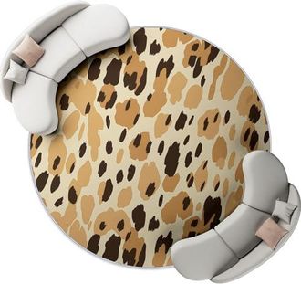 Generic Brun Clair Tapis de Salon Rond 180 cm, Mode Imprim&eacute; Animal Imprim&eacute; L&eacute;opard Tapis Chambre Antid&eacute;rapant Lavable, Ne Perd Pas Ses Poils Moelleux Moquette