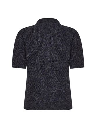 Prada Womens Knit Polo Shirt Textured Melange Brown Viscose Knitwear Sweater