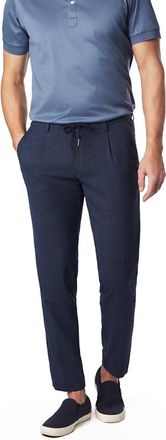 Bugatti Herren Bundfaltenhose blau Woll-Stretch