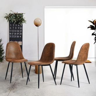 Urban Meuble Lot de 4 chaises scandinaves salle à manger vintage marron - Urban Meuble