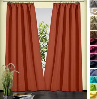 Heimtexland Dekoschal Baumwolle Uni Blickdicht Vorhang Kräuselband Gardine Terra HxB 150x135 Typ625