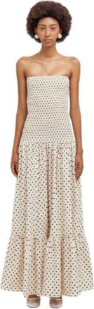 Weili Zheng Femme, Robes, Beige, Taille: 42 FR Smocked Cotton Muslin Maxi Dress