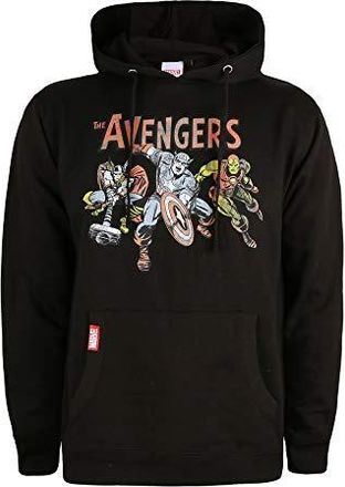 MARVEL Vintage Avengers Hoodie Sweatshirt Capuche, Noir, L Homme