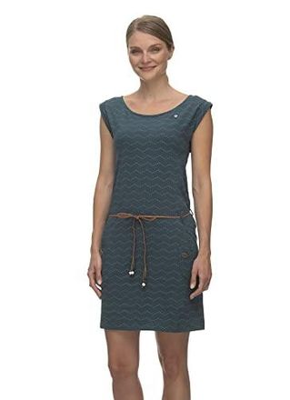 Ragwear TAGG Zig ZAG Robe streetwear 100 % v&eacute;g&eacute;talien pour femme, vert fonc&eacute;, M