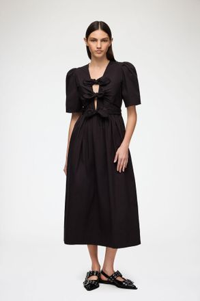 Ganni schwarz Schwarzes Kleid aus Stretch-Baumwolle Elastan - Gr&ouml;&szlig;e 38