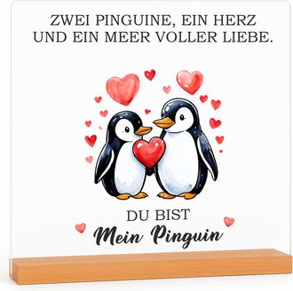 Indigos UG 3D LED Lampe Pinguin D5 - Ich Liebe Dich Geschenke f&uuml;r Frauen und M&auml;nner - f&uuml;r Sie & Ihn am Hochzeitstag, Valentinstag, Jahrestag - 15x15 cm Lampe war