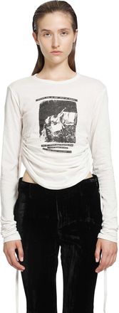 Ann Demeulemeester Dot Wrinkled Cropped Long Sleeve Top