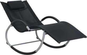 vidaXL Chaise longue avec oreiller Noir Textil&egrave;ne Vidaxl