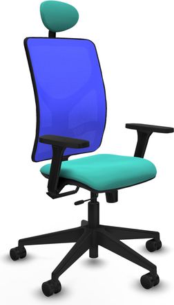 Piqueras y Crespo &Uuml;berwachungsstuhl mit 3D-Armen, h&ouml;henverstellbarer Lendenwirbelst&uuml;tze und festem Kopfteil, ausgestattet mit Syncro/Traslack und Schneideschaum, Blau/T