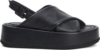 Paloma Barceló Sandalen - Black Leather Crossover Wedge - Gr. 37 (EU) - in Schwarz - für Damen