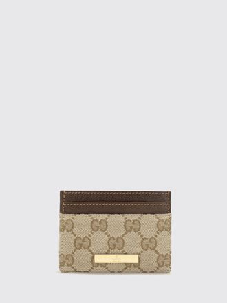 Gucci Porte-cartes en toile GG Supreme avec plaque logo en m&eacute;tal