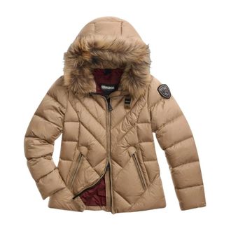 Blauer Alicia Geometric Line Daunenjacke - - Jackets - Damen - Beige - M