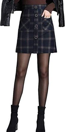 Lazutom Mini Jupe à Carreaux Vintage pour Femme - Bleu - 42