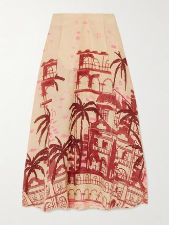 Johanna Ortiz Steps Of Joy Midirock Aus Bedrucktem Leinen - Ecru