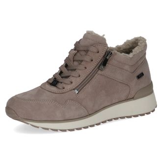 Caprice Damen Sneaker flach aus Leder Wasserabweisend, Braun (Taupe Suede), 40 EU