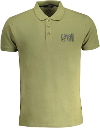 Cavalli Kurzarm Polo Shirt Gr&uuml;n Logo - - Tops - Herren - Gr&uuml;n - M