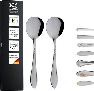 Gehring Gehring Solingen Focus Sahnel&ouml;ffel 2er Set I Edelstahl Besteck I L&ouml;ffel Set I kleiner Vorlegel&ouml;ffel I sp&uuml;lmaschinengeeignet I Made in Germany