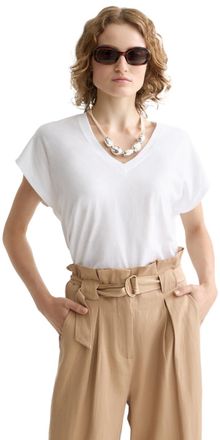 Scotch & Soda Damen T-Shirt Core Slub V-Neck T-Shirt, Wei&szlig;,M