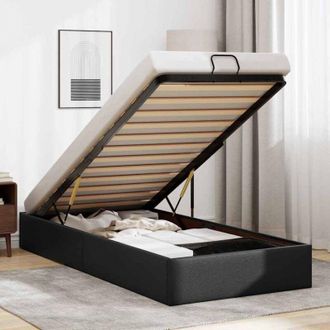 vidaXL Cadre de lit ottoman sans matelas noir 90x200 cm similicuir Vidaxl