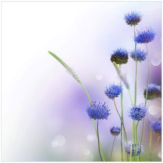 Wallario Glasbild Abstrakte lila Blume - 55 x 55 cm Wandbilder Glas in Premium-Qualit&auml;t: Brillante Farben, freischwebende Optik