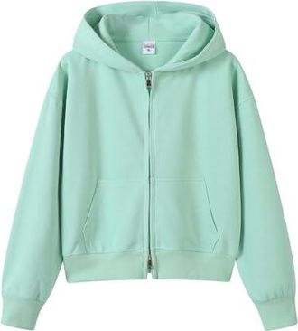 Generic 2026 Vestes courtes &agrave; capuche et fermeture &eacute;clair pour femmes, style cor&eacute;en et sweat-shirt d&eacute;contract&eacute;, Vert, XXL