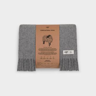 HOP Design Wolldecke Schurwolle - Warme Decke 155 x 205 cm - 100% Schafwolle, Decke f&uuml;r Winter, Herbst - Boho Kuscheldecke mit Fransen, Tagesdecke, Wohndecke, Wi