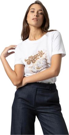 Kocca Femme, Tops, Blanc, Taille: 38 FR T-Shirt Logo Classique Chic &agrave; Manches Courtes
