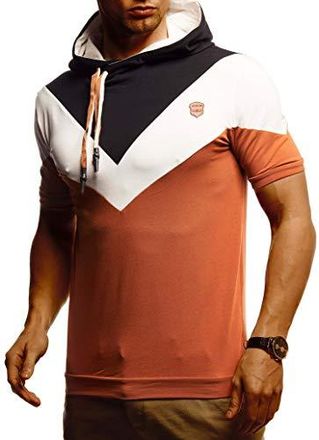 LEIF NELSON LN4845 T-shirt d&eacute;t&eacute; &agrave; capuche pour homme Coupe ajust&eacute;e Basic Coton | T-shirt &agrave; capuche basique pour homme Vintage | T-shirt &agrave; manches courtes pour gar