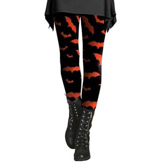 Generic Legging gainant pour femme - Bleu - Pantalon amincissant avec motif floral et coupe ajust&eacute;e - Pour femme, Orange, S