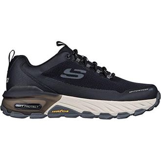 Skechers Baskets Max Protect pour Homme, Bordure Grise en Maille synthétique Noire, 42 EU