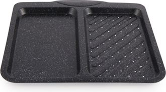 Salter BW12808EU7 Megastone 40 cm Split Baking Tray - Non-Stick Oven Tray with 2 Compartments for Multipurpose Cooking, Durable Carbon Steel Ovenware, Easy t