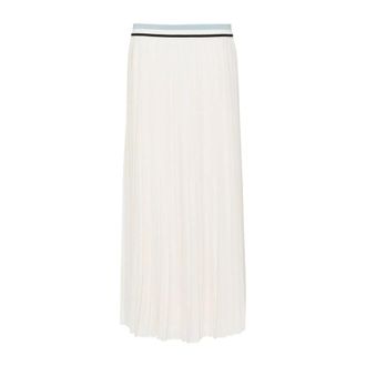 Moncler Wei&szlig;e Georgette Plissierte Lange Rock - - Skirts - Damen - Wei&szlig; - S