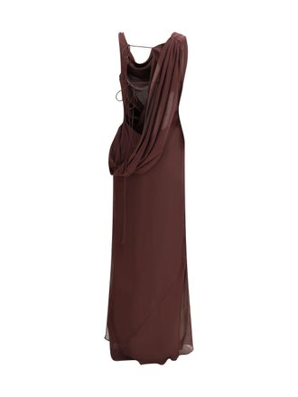 Andamane Womens Minerva Long Dress Aubergine Silk; Elastane