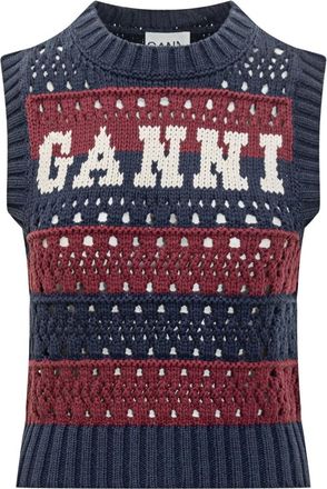 Ganni Femme, Pulls, Multicolore, Taille: 36 FR Cotton Mix Striped Vest